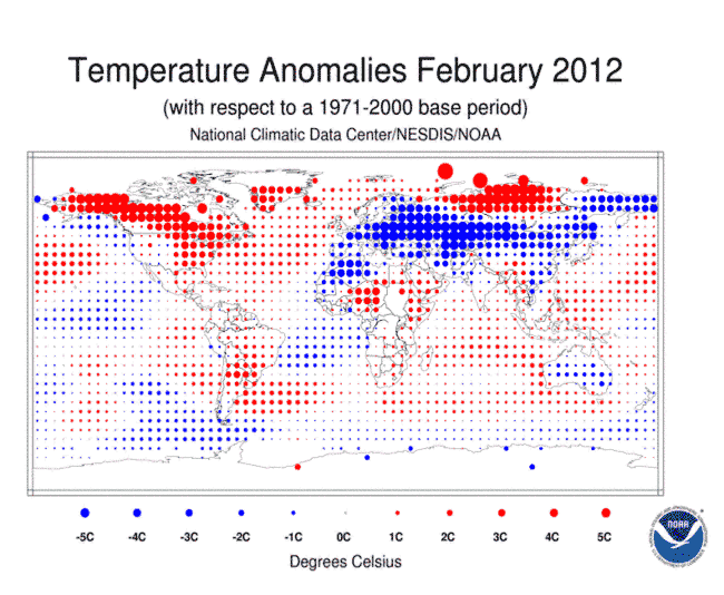Estado del análisis global del clima de febrero de 2012