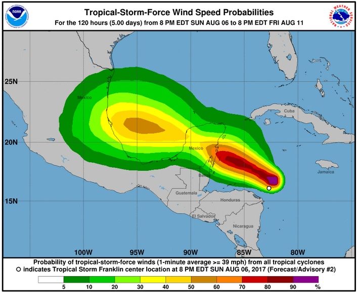 La tormenta tropical Franklin se forma en el Caribe