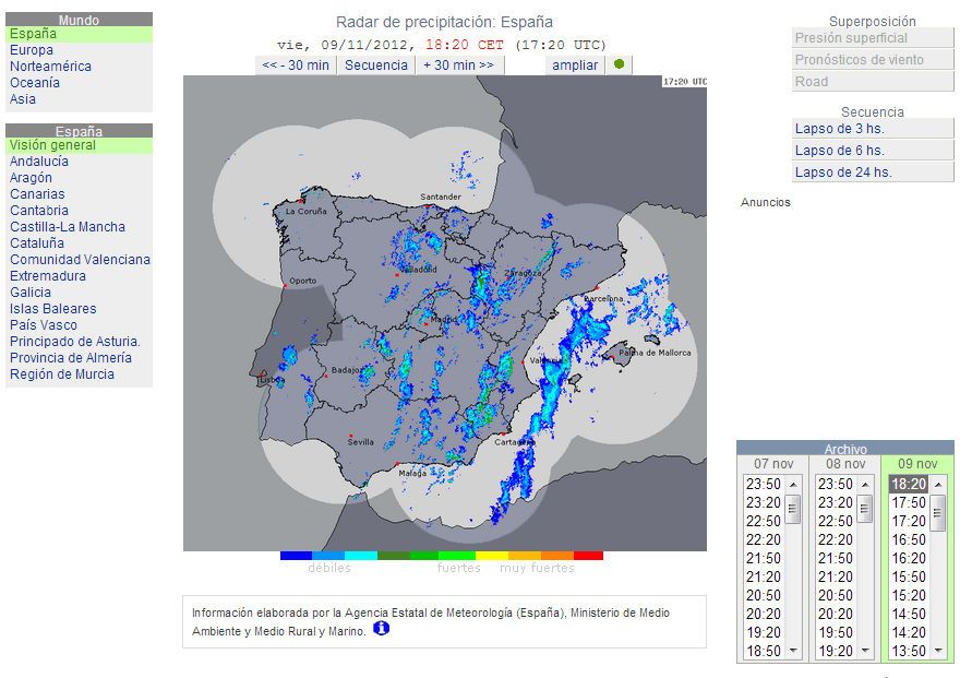 Los radares de AEMET cada 10 minutos en Weather Online de los últimos ...