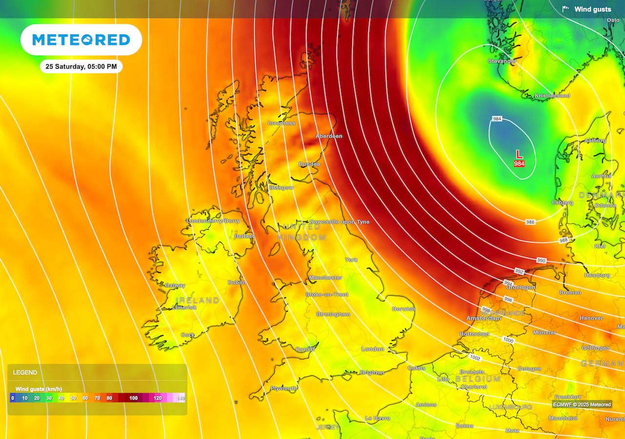 At what time will Storm Benjamin’s strong winds ease across England?