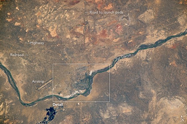 Baikonur, el cosmódromo más grande del mundo desde la ISS