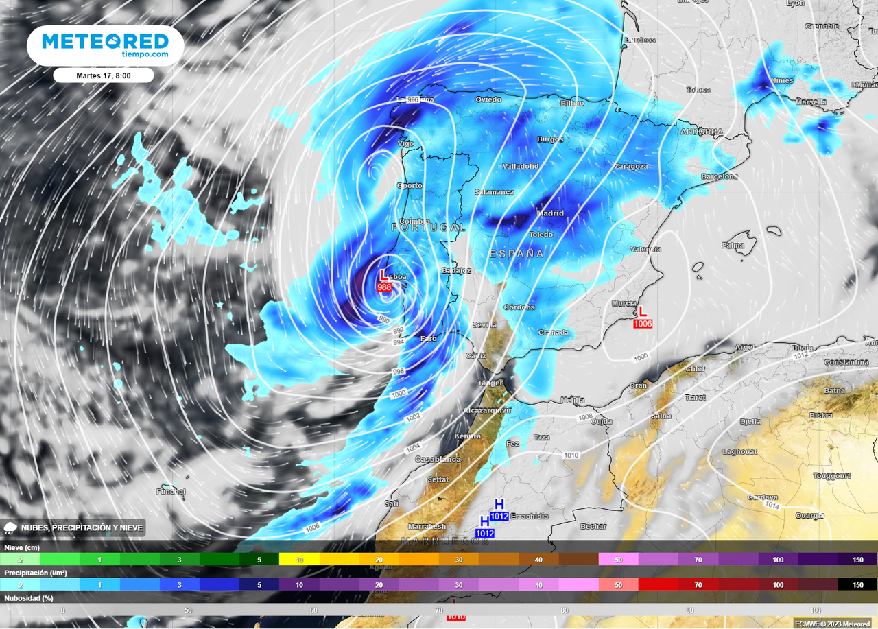 La borrasca del lunes será singular: viene de Florida, será de alto ...