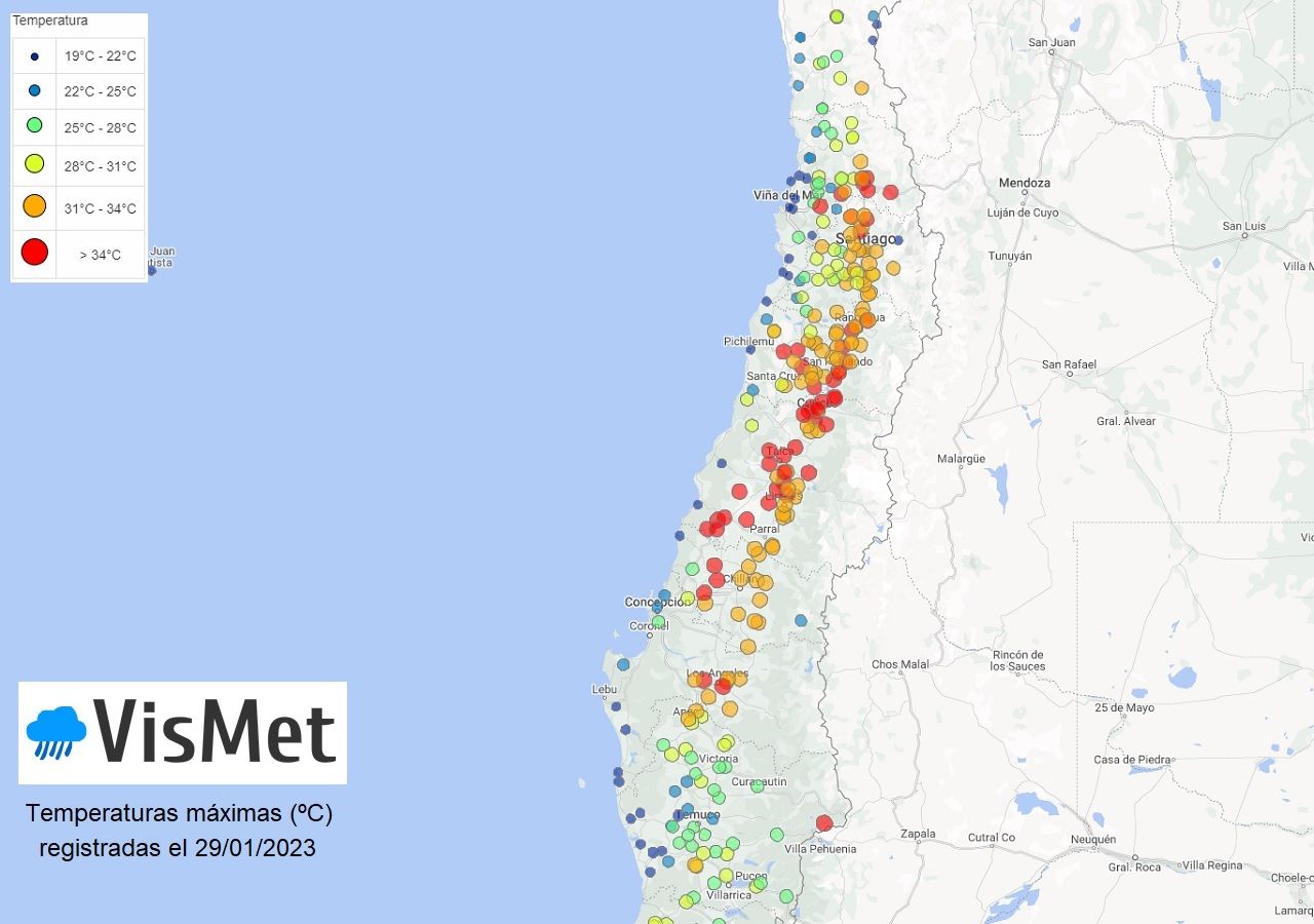 Calor extremo: puntos de la zona central de Chile registraron más de 36 ºC