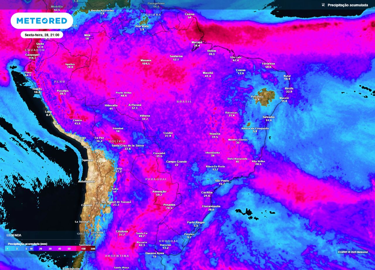 Confira onde e quanto vai chover no Brasil nesta semana