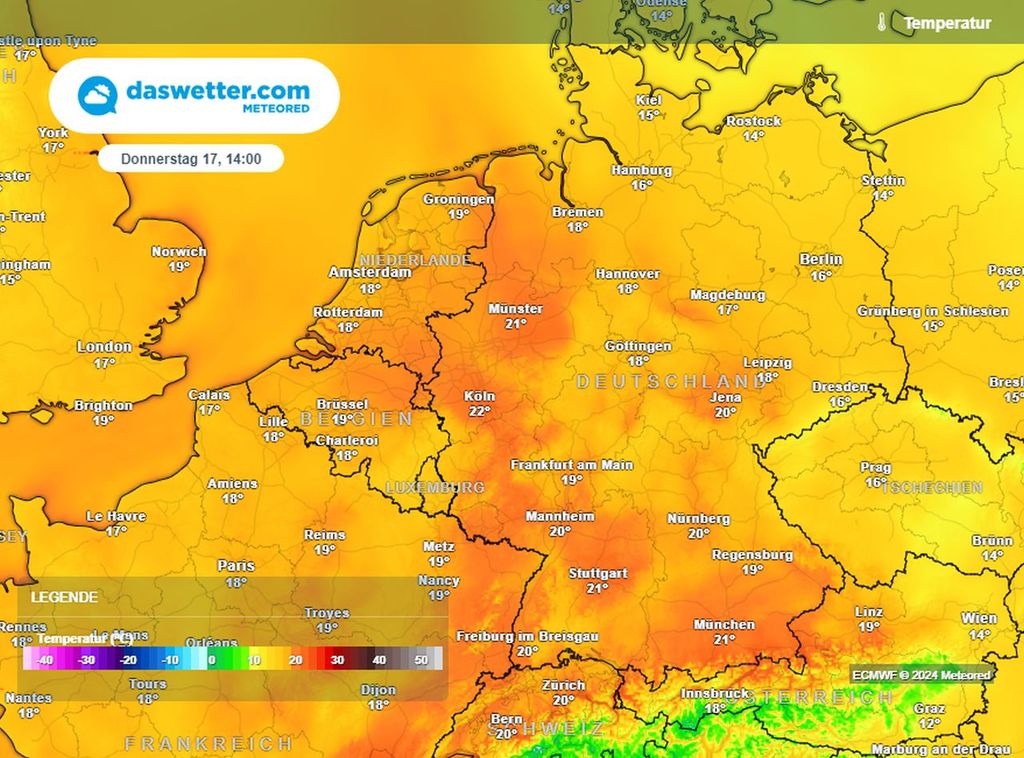 Das Wetter in Deutschland: Die Meteored-Wetterkarten zeigen ungewöhnliche Oktoberwärme - 20°C ...