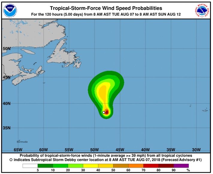 Debby se forma en el Atlántico