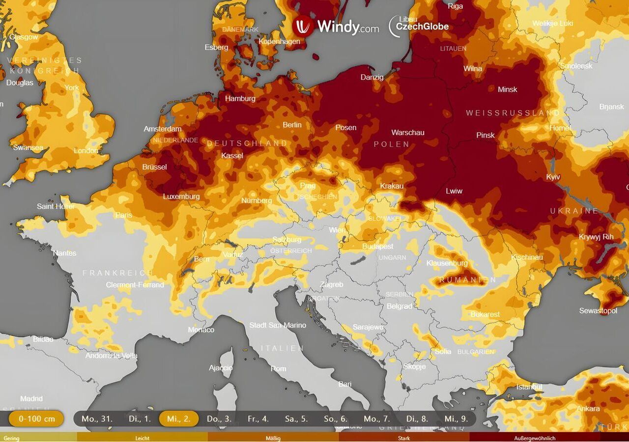 Extreme Dürregefahr in Europa: Mittel- und Osteuropa im Jahr 2025 von großer Trockenheit heimgesucht