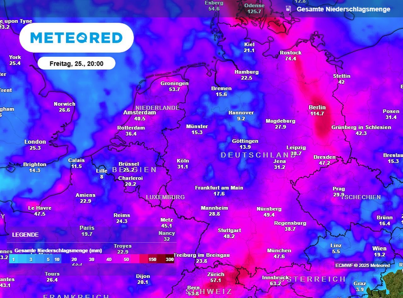 DWD warnt vor extremen Unwettern: Bis zu 100 l/m² Regen, schwere Gewitter, Sturmböen und Hagel ...