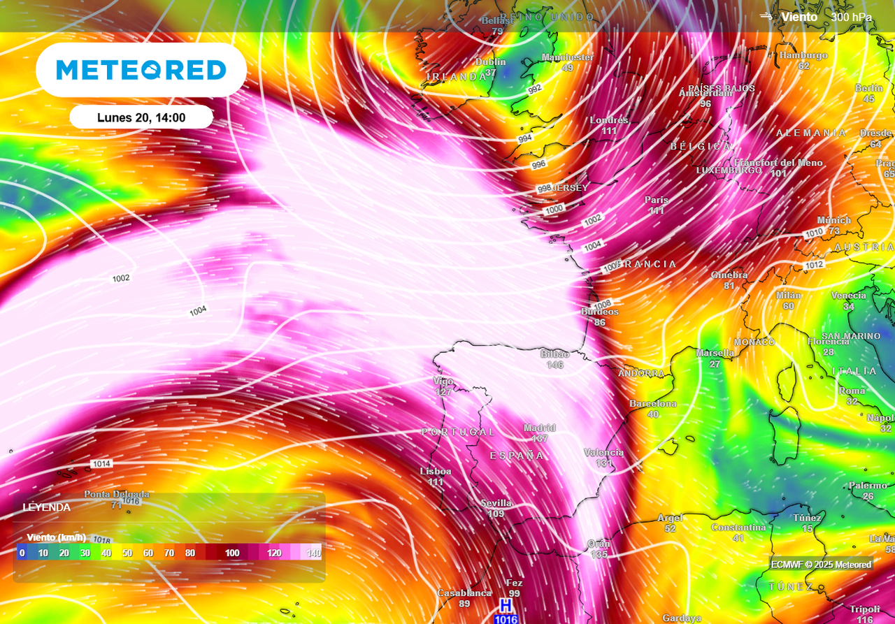 Este domingo el chorro polar se intensificará y pasará sobre España ...