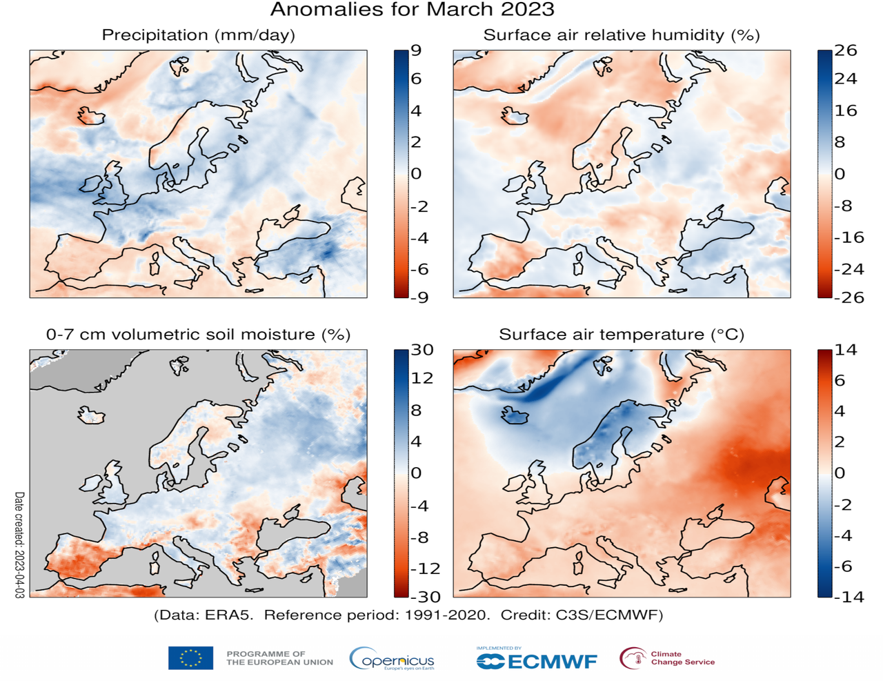 Global zweitwärmster März! Auch in Europa war es zu warm!