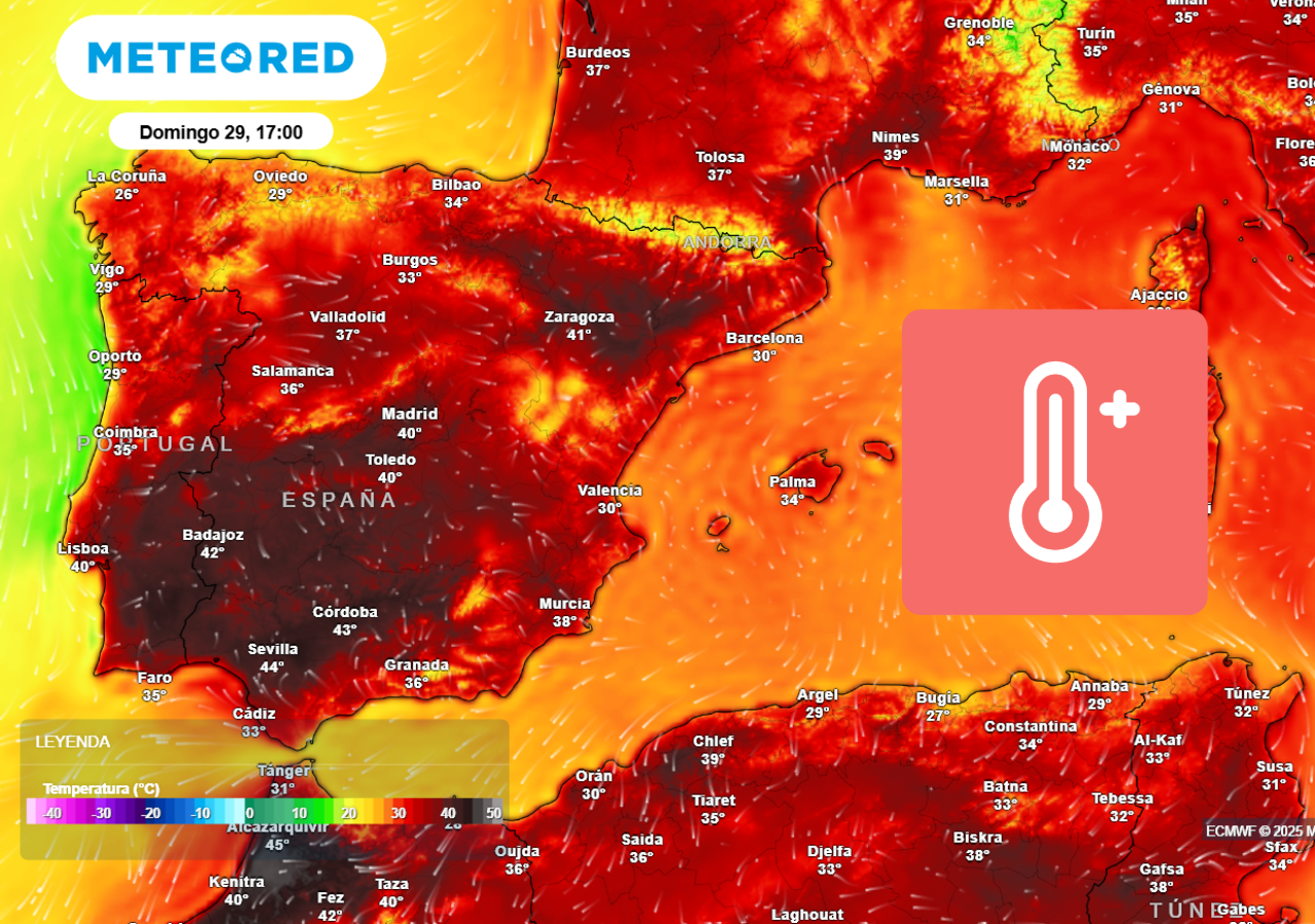 Hasta 45 ºC en España en unos días: la predicción extrema del modelo europeo para la primera ola ...