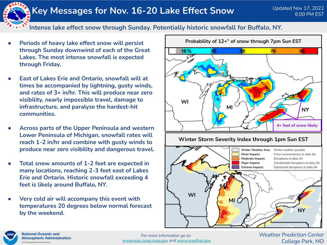 Histórica tormenta de nieve "efecto lago" en los Grandes Lagos