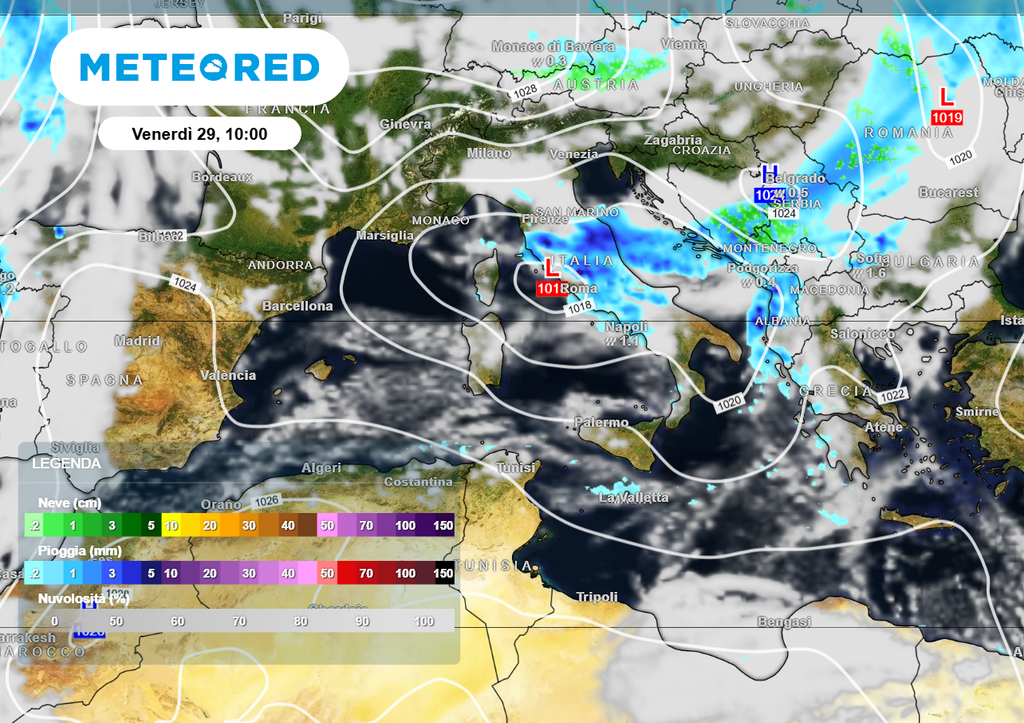 Il tempo in Italia questa settimana: una veloce perturbazione porta di nuovo pioggia e neve, poi ...