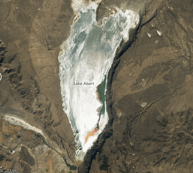 La contracción y secado del lago Abert