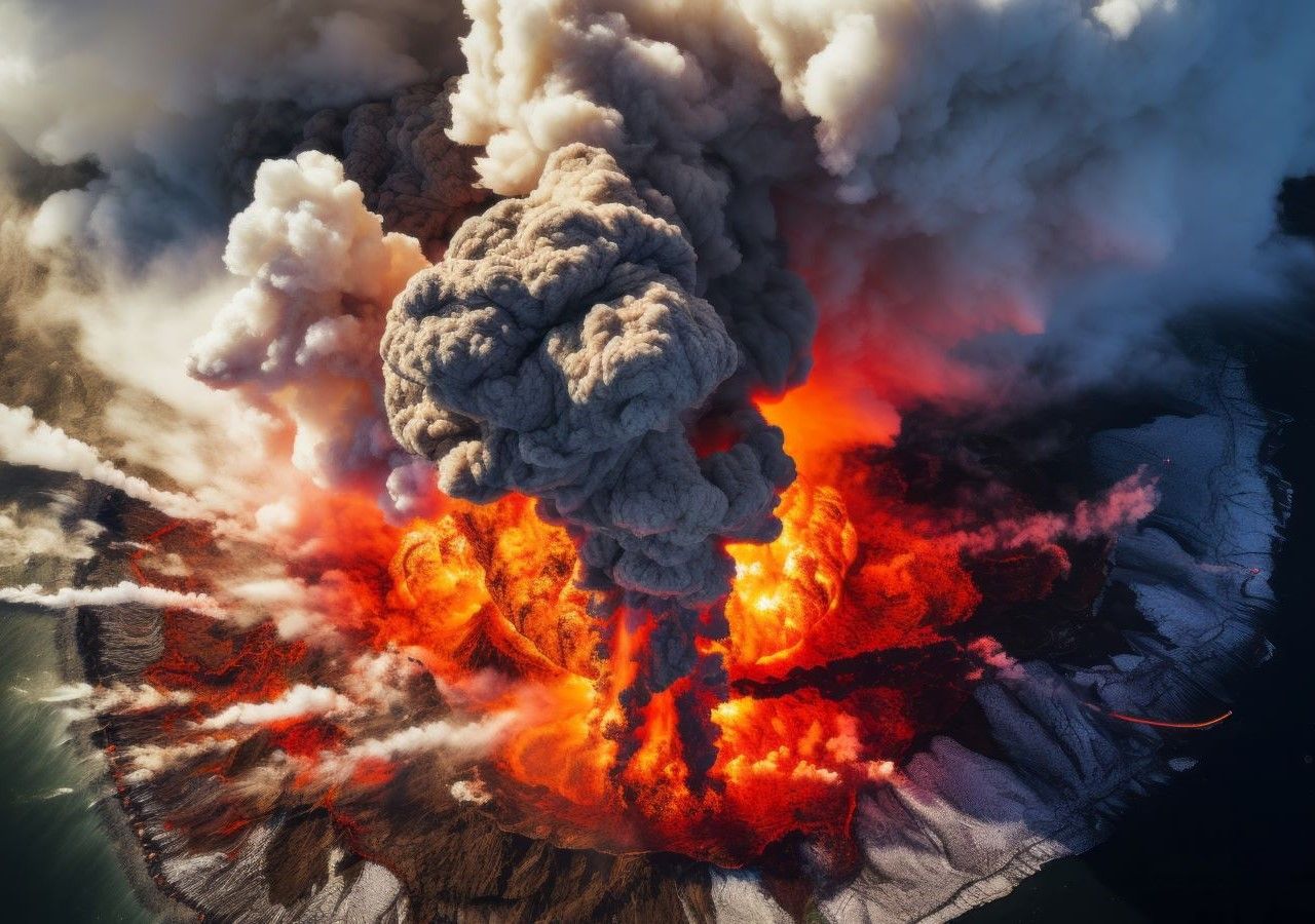 Die neue Insel vor der Küste Japans wächst, indem sie der Meereserosion ...