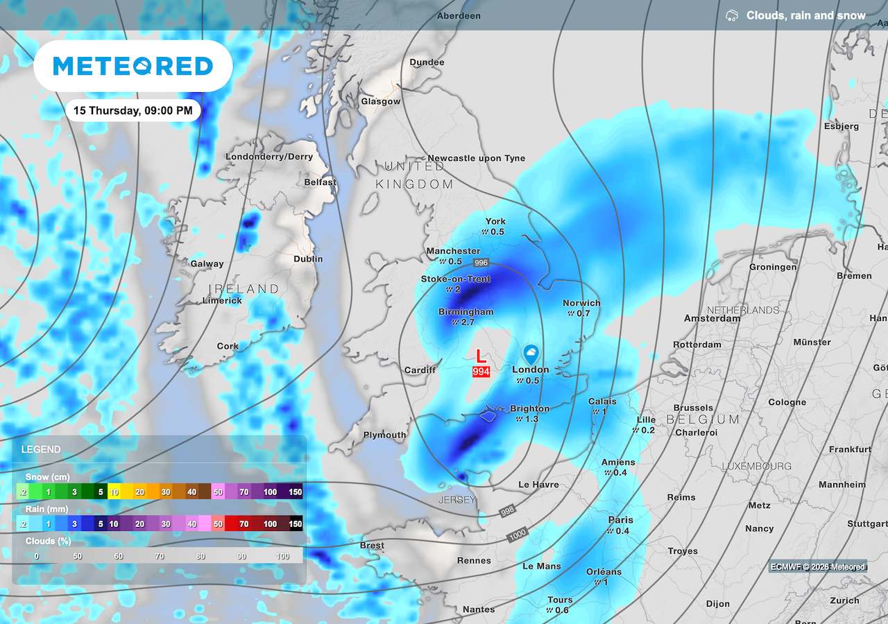 London to see around 20mm of rain on Thursday as wet and windy weather ...