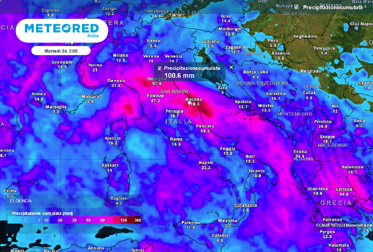 Nelle prossime ore massima attenzione al maltempo, allerta rossa in Emilia Romagna ed arancione ...