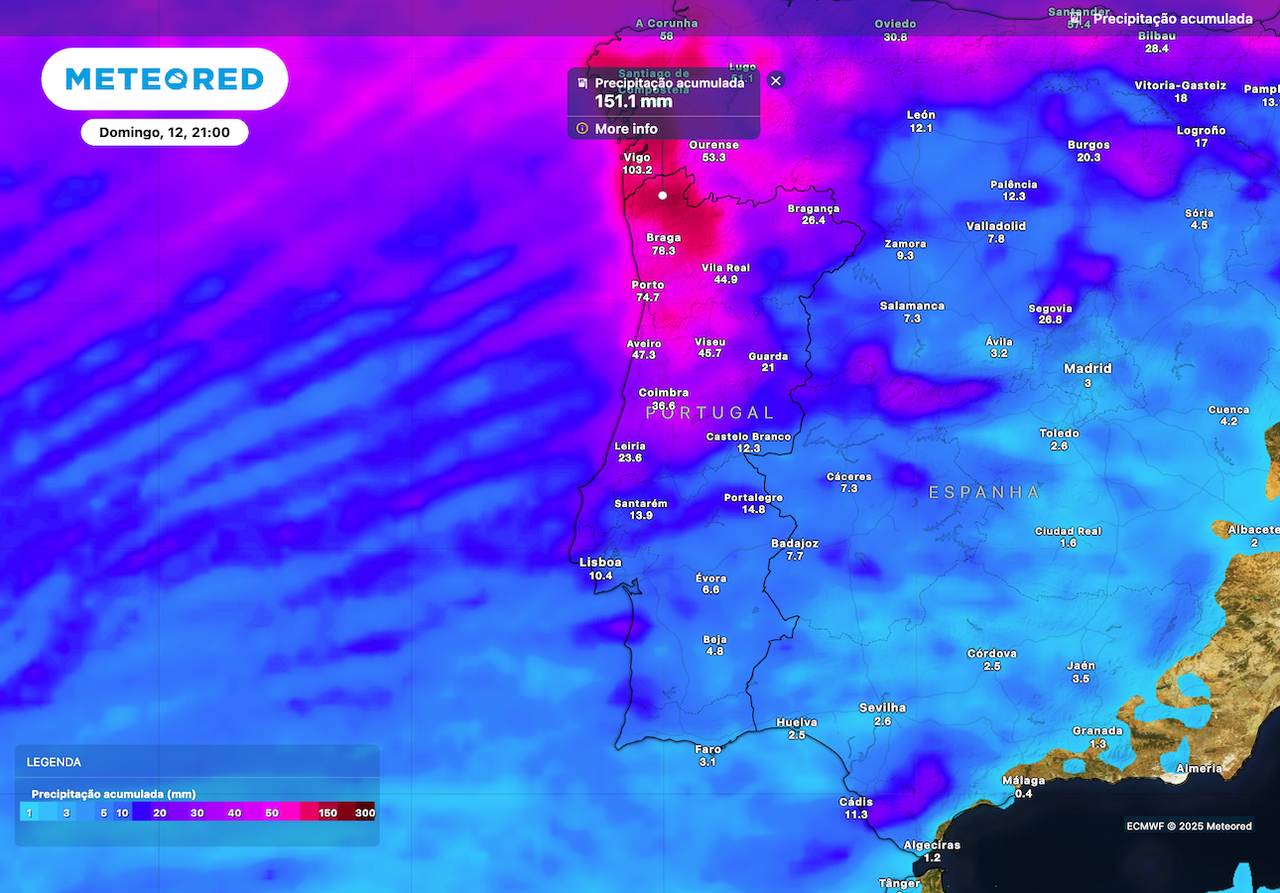 Mapas de precipitação da Meteored revelam as regiões de Portugal em que ...