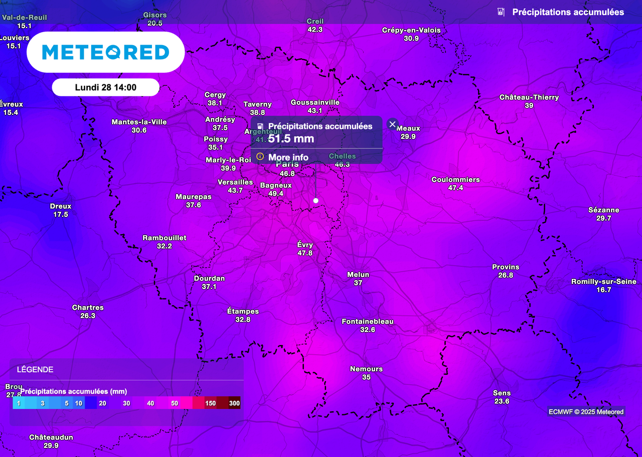 Météo : le modèle européen confirme les très fortes pluies à Paris et ...
