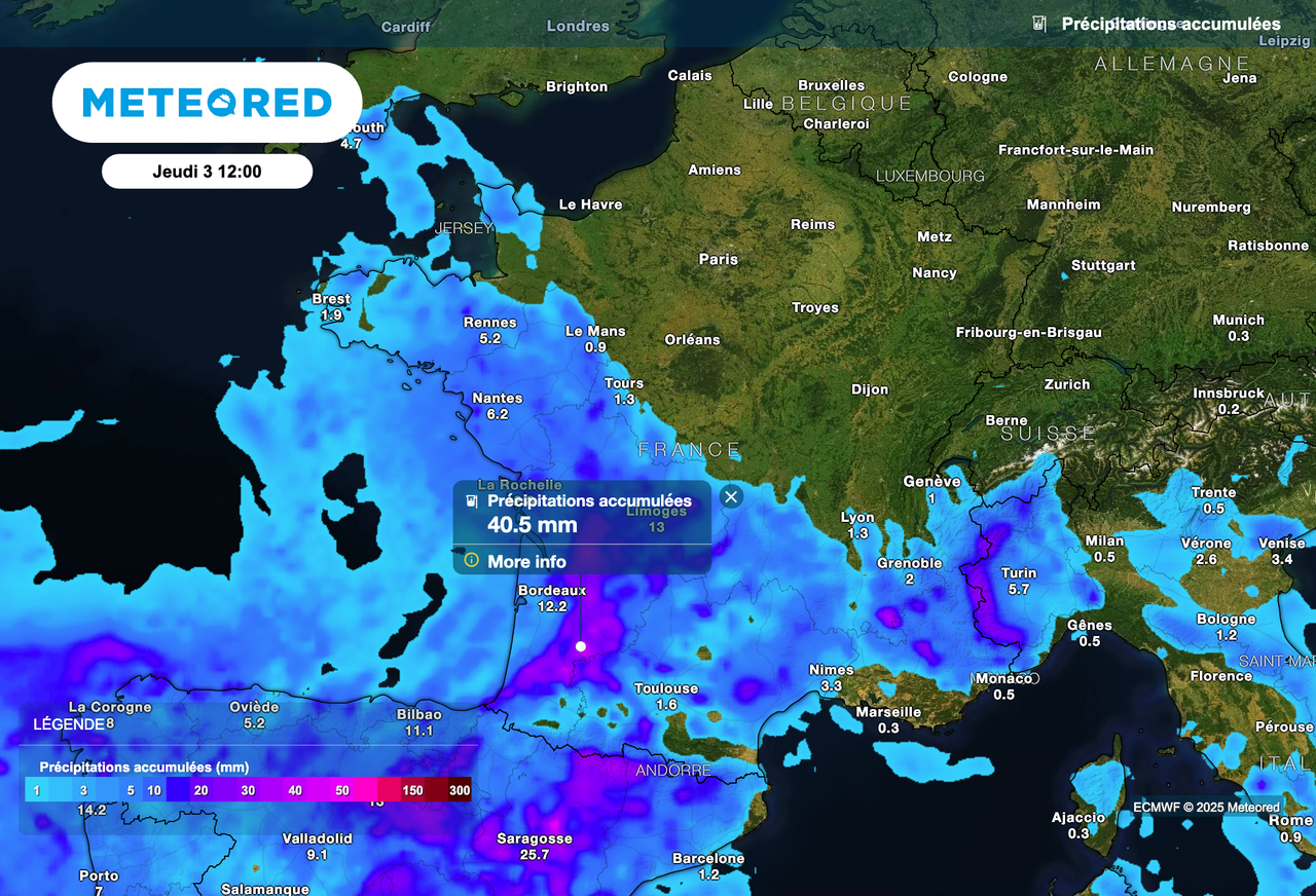 Météo : pluies parfois soutenues en Nouvelle-Aquitaine et tempête d ...