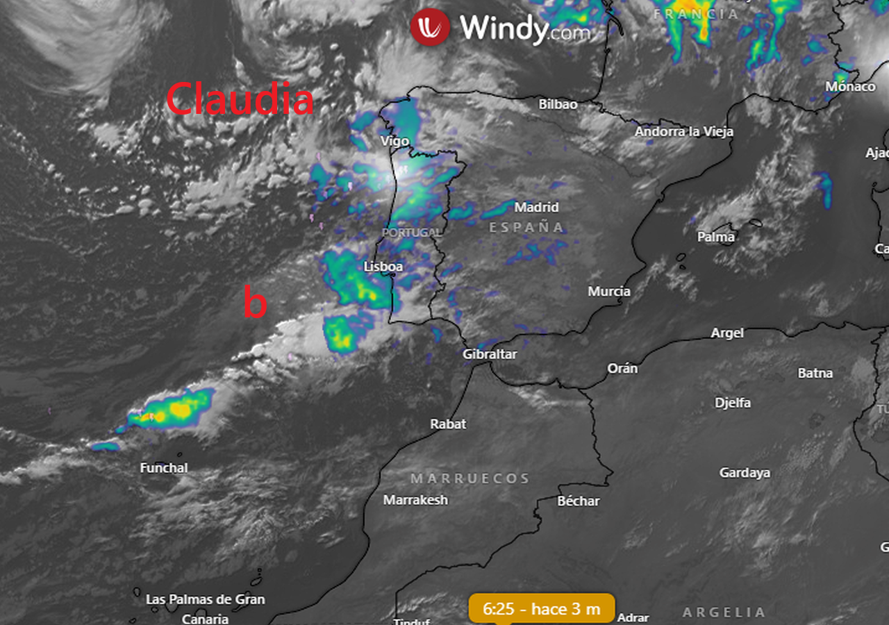 Un sistema con fuertes precipitaciones se incorpora a la borrasca ...