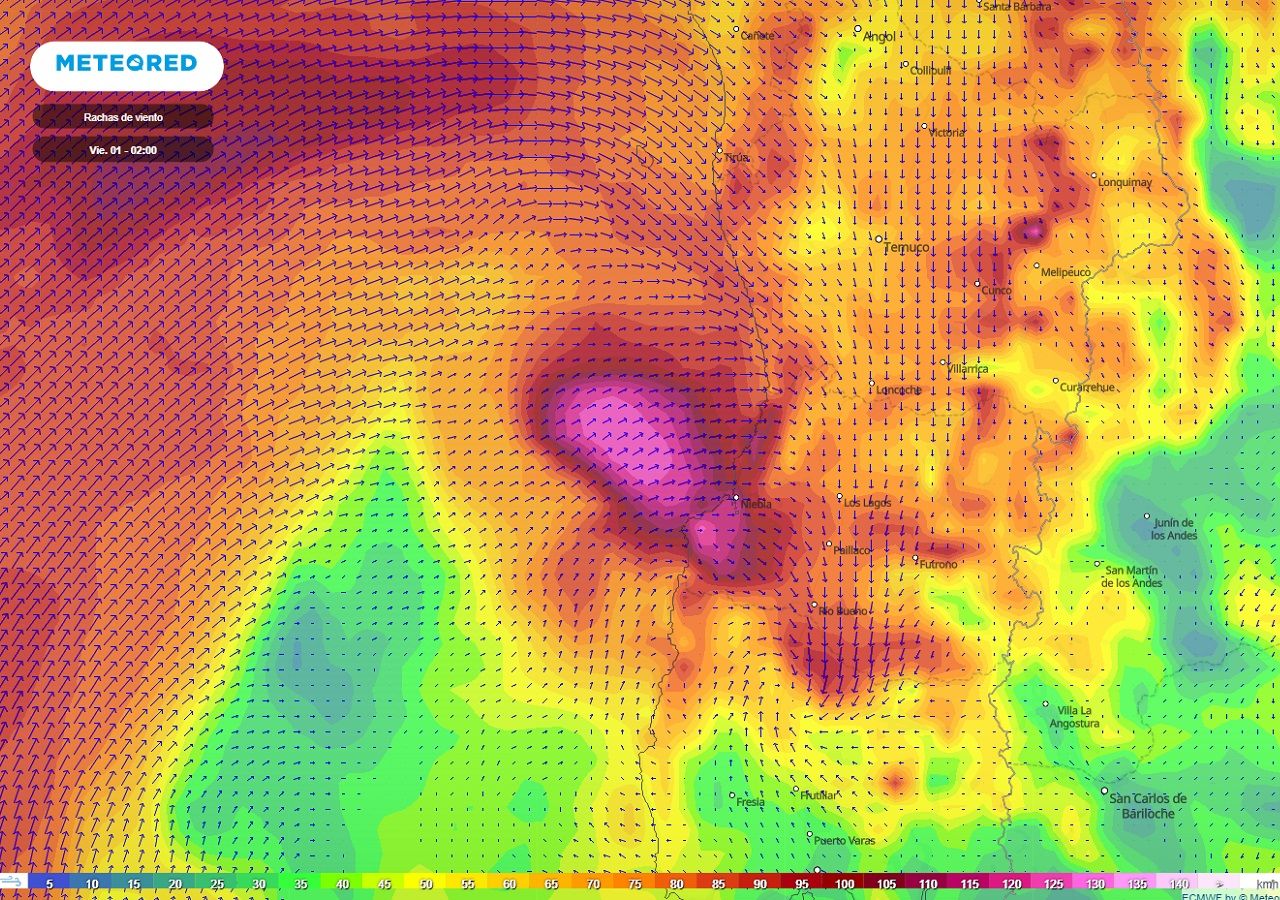 Intenso temporal llega al sur de Chile con vientos de más de 100 km/h