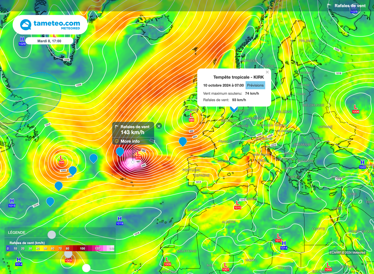 Ouragan Kirk près de l'Europe : quelles sont les dernières prévisions ... Ouragan Kirk près de l'Europe : quelles sont les dernières prévisions ...