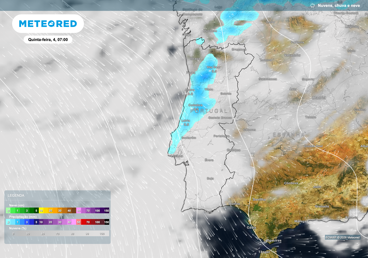 Portugal continental sob influência atlântica: nebulosidade e chuva ...