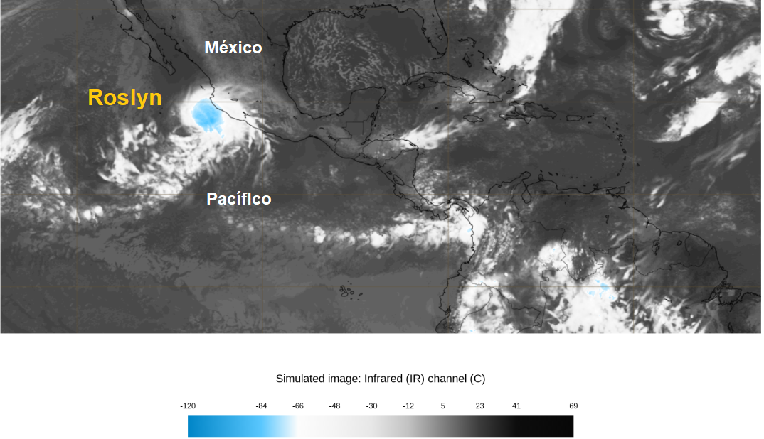 Posible huracán Roslyn frente a las costas de México en el Pacífico