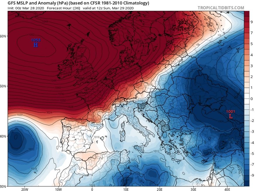 Potente anticiclón de récord en el Atlántico Norte