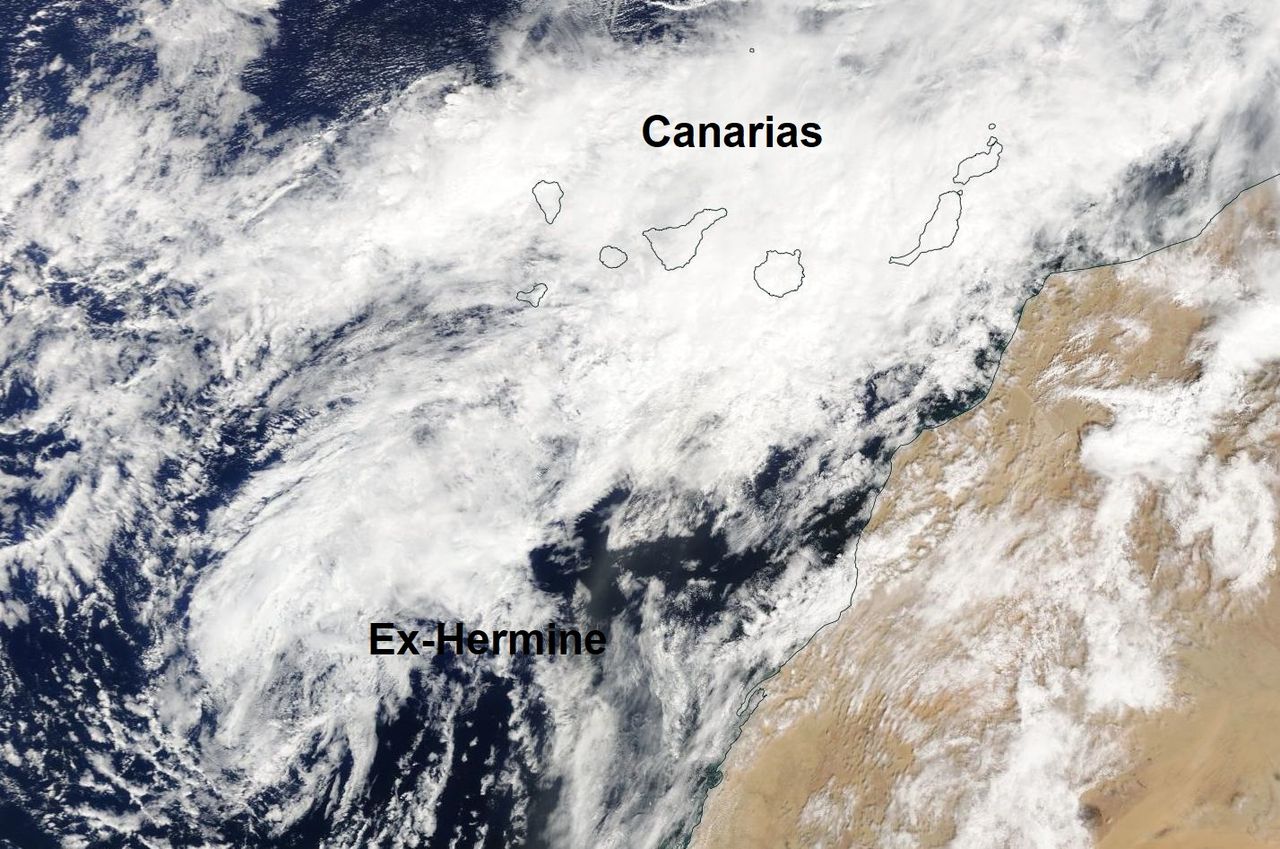 Precipitaciones históricas en Canarias por Hermine con un SCM incluido