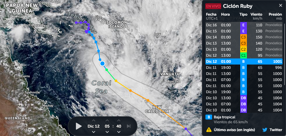 Se forma el ciclón tropical Ruby o 3