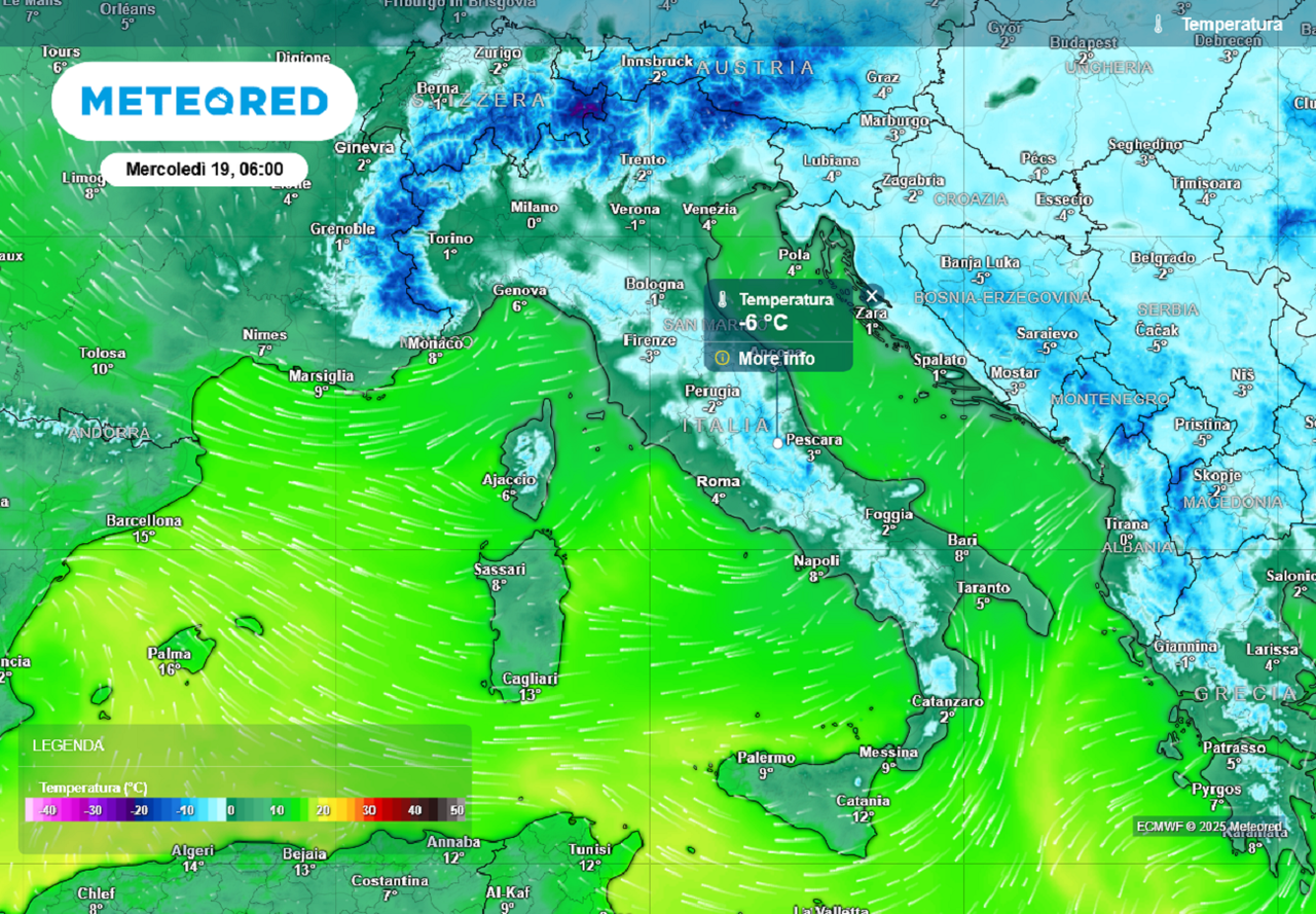 Meteo, stanotte il momento più freddo con temperature fino a -6ºC e gelate in Italia: l'avviso ...