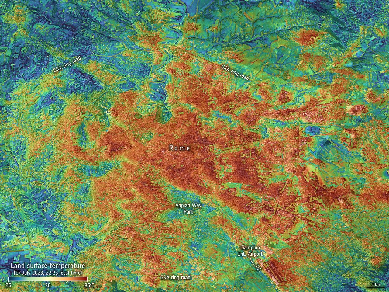Stifling urban heat island effect captured from space in new satellite ...