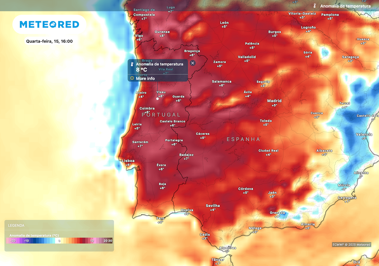 Tempo seco e temperaturas elevadas persistem no continente, enquanto ...