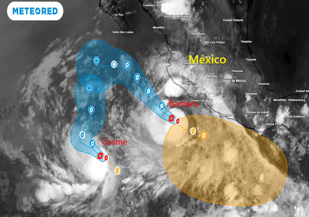 Las tormentas tropicales Barbara y Cosme se pasean frente a las costas mexicanas del Pacífico ...