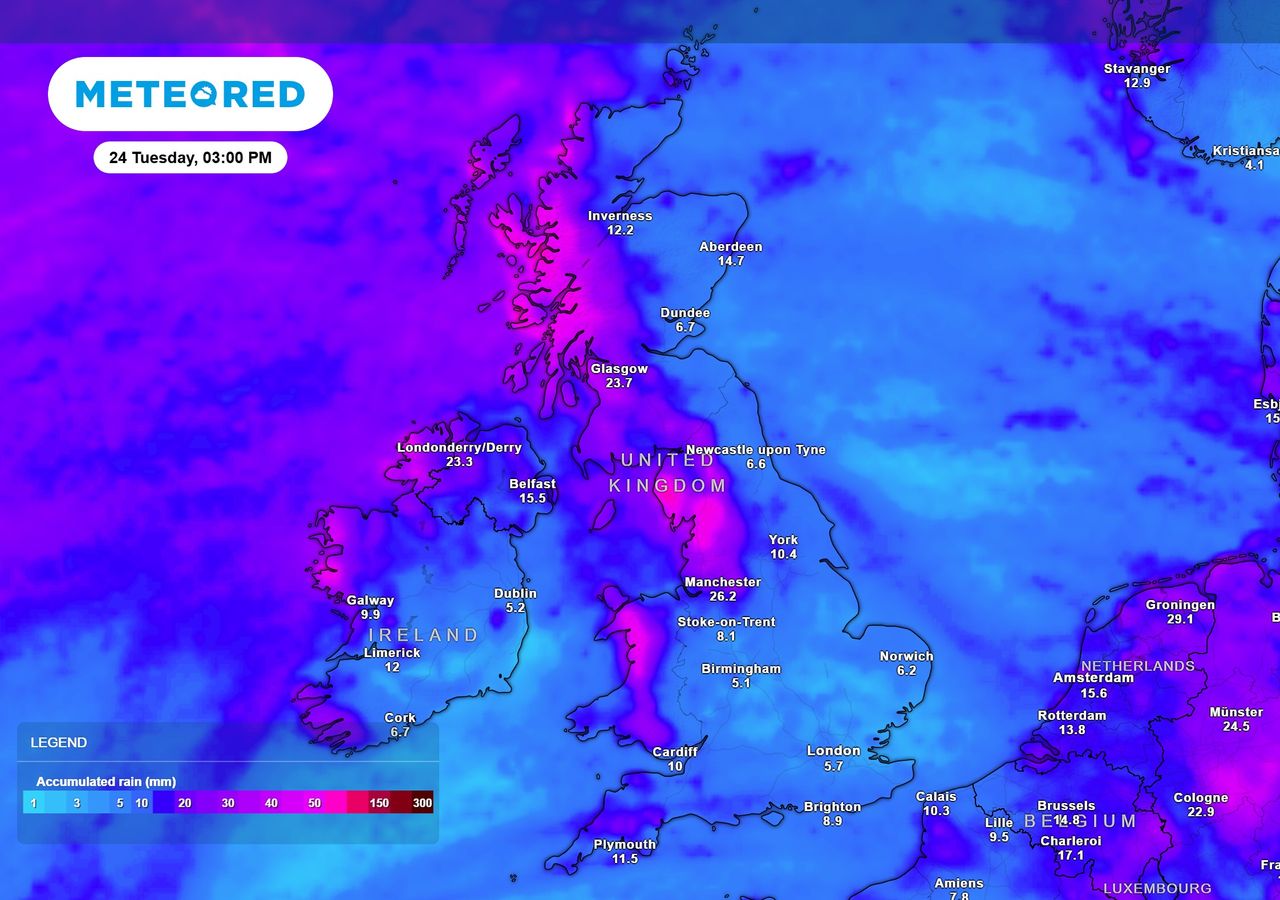 UK weather maps show which areas will see the most rain as very mild ...