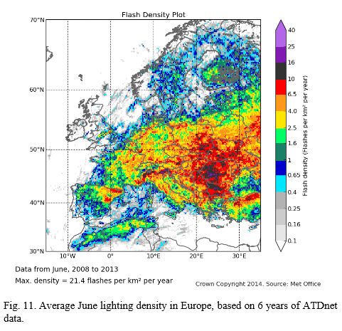 Un análisis de la densidad de rayos en Europa utilizando 6 años de ...