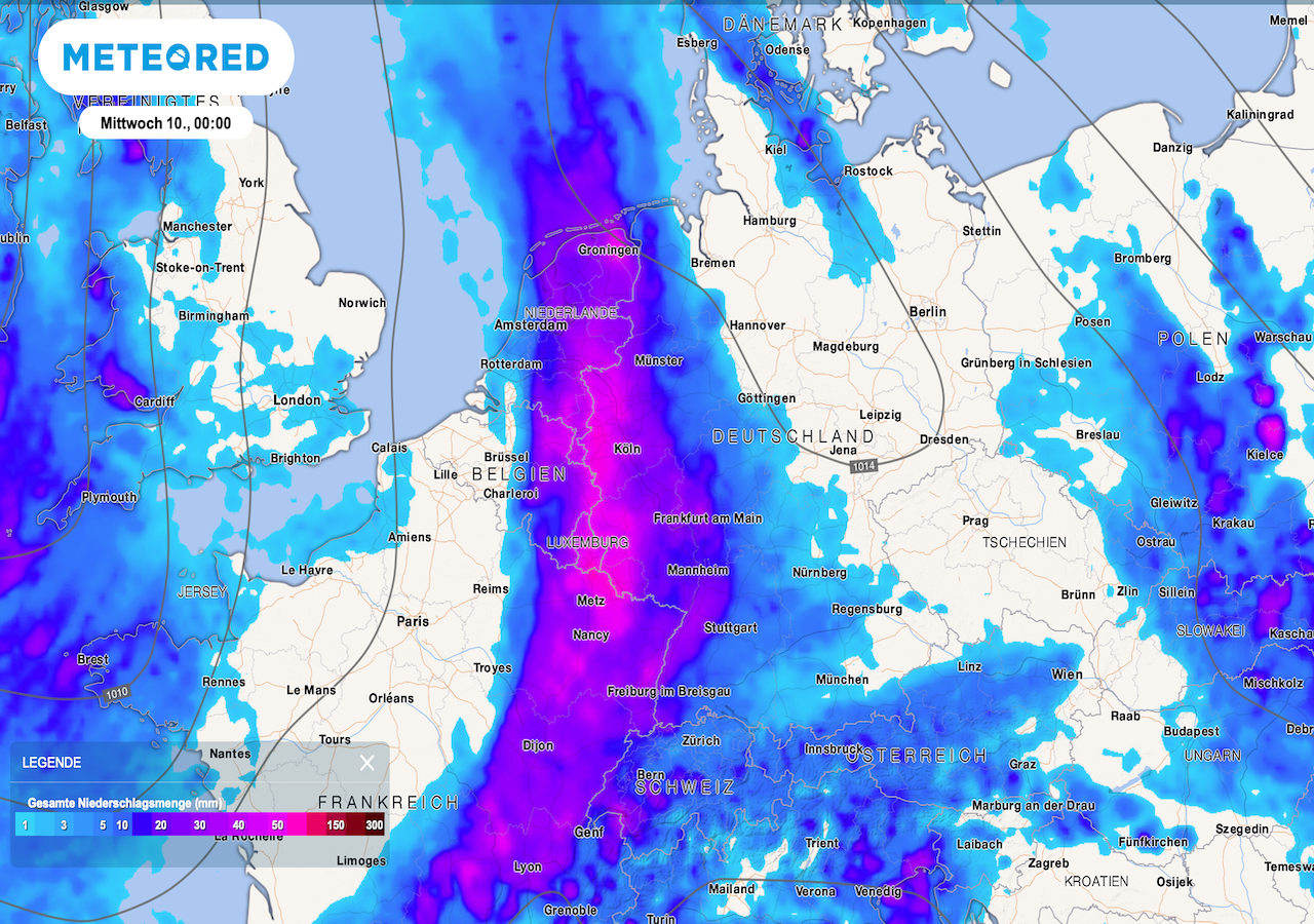 Extremes Unwetter: Es wird heftig! Unwetterlage-Hotspot lt. DWD: Saarland, Rheinland-Pfalz, NRW ...