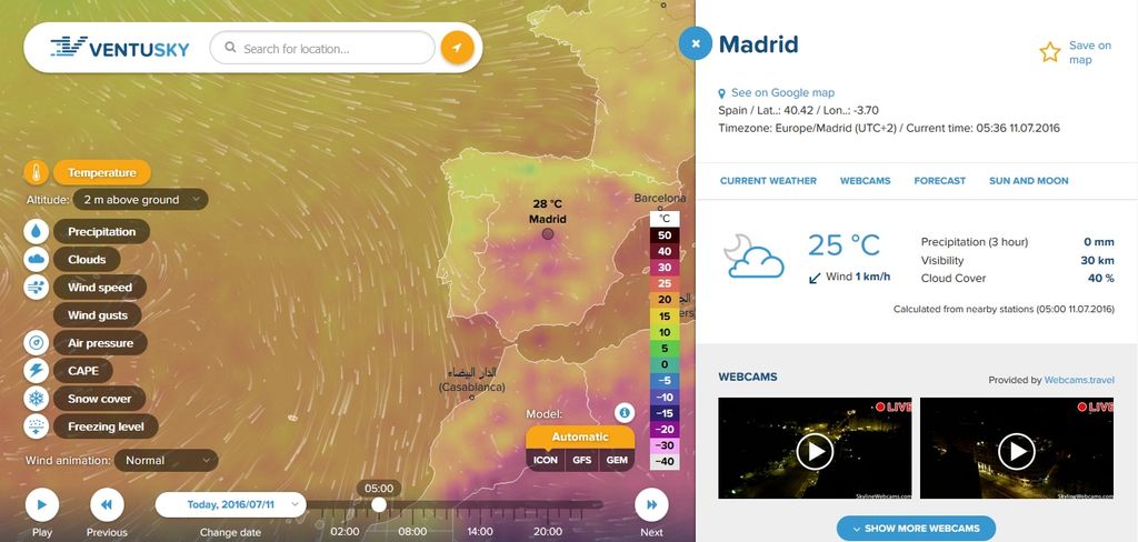 VentuSky: portal meteorológico de mapas interactivos