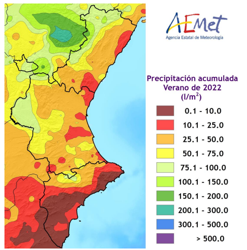Verano 2022 en la Comunidad Valenciana: extremadamente cálido y seco